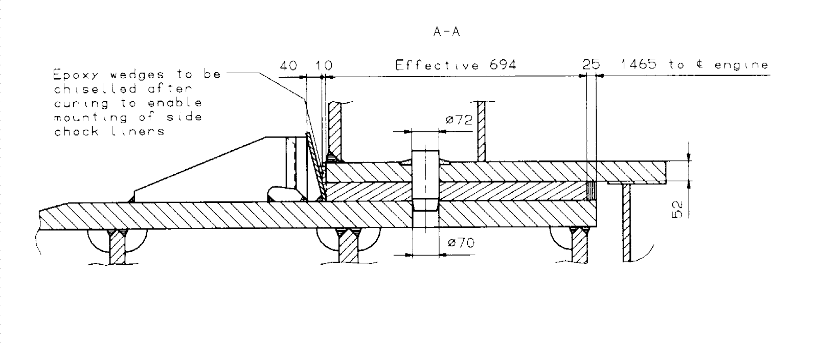 800 mm BORE, SLOW SPEED ENGINE ON RESIN CHOCKS