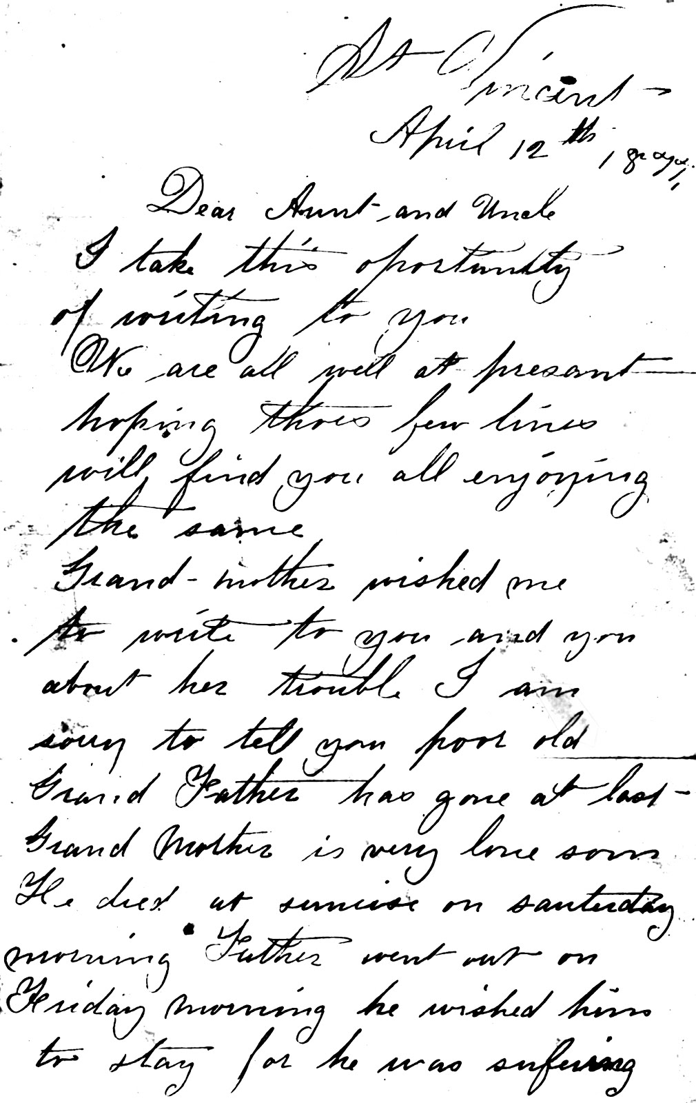 Olive Tree Genealogy Blog: 1877 Letter from Adeline Atkins p 1