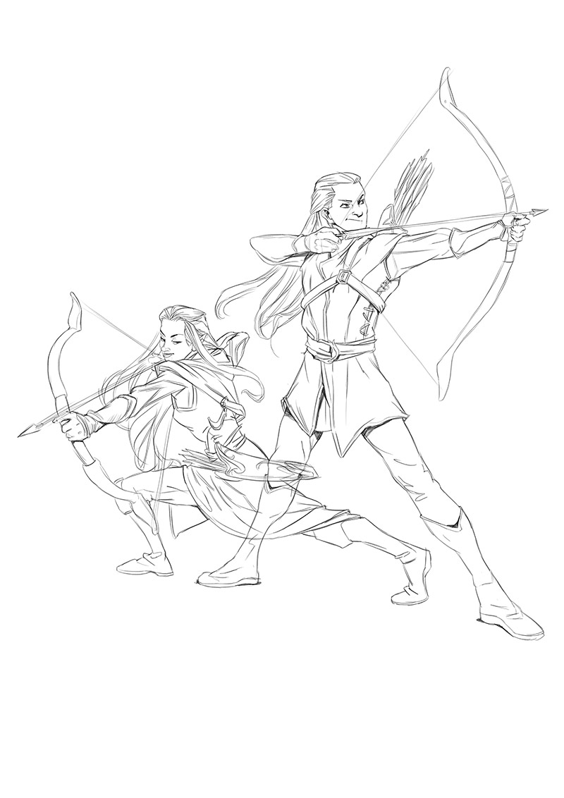 Let's Storyboard: Tauriel (The Hobbit) & Legolas (LOTR) Sketch + WIP