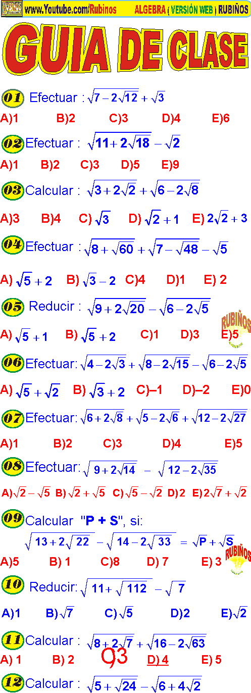 RADICALES DOBLES A SIMPLES PROBLEMAS RESUELTOS PDF