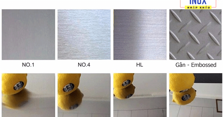 Các loại bề mặt inox 304 - inox316