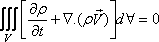 Derivation for continuity equation in integral form