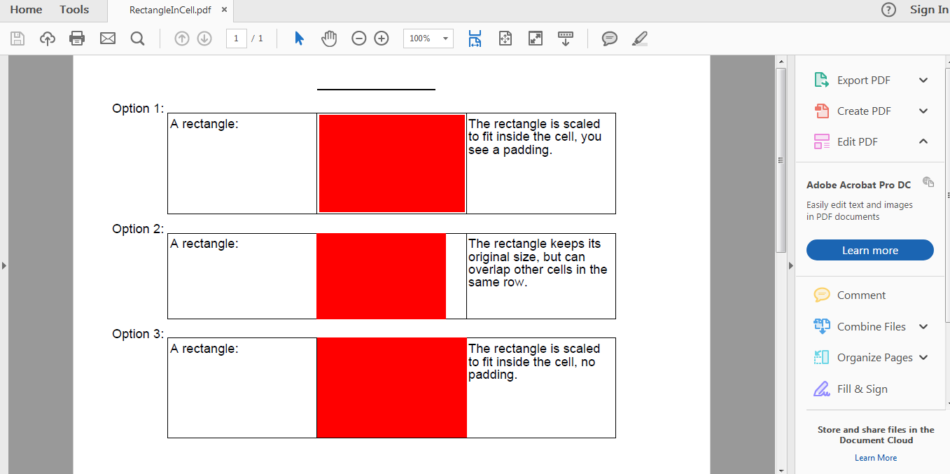 iText 5 PDF - Draw Rectangle in Cell example - Java Tutorials Corner