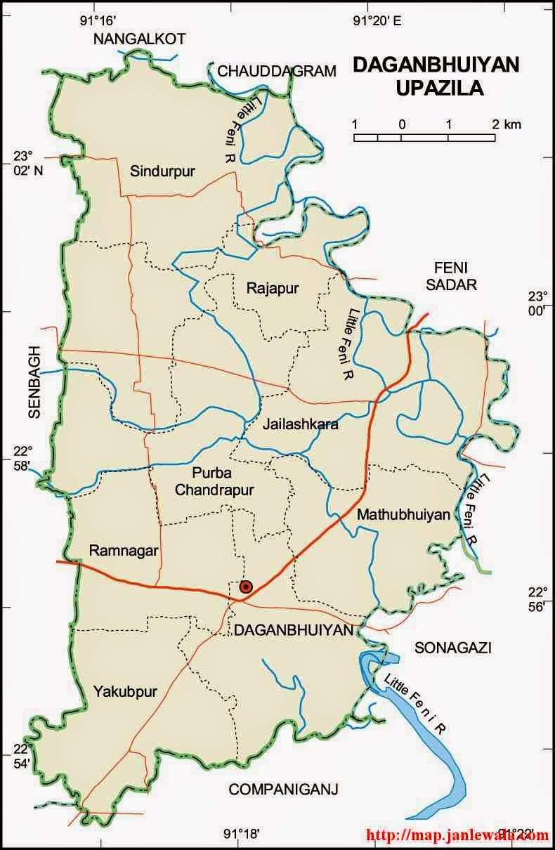 Daganbhuiyan Upazila Map, Feni District, Bangladesh