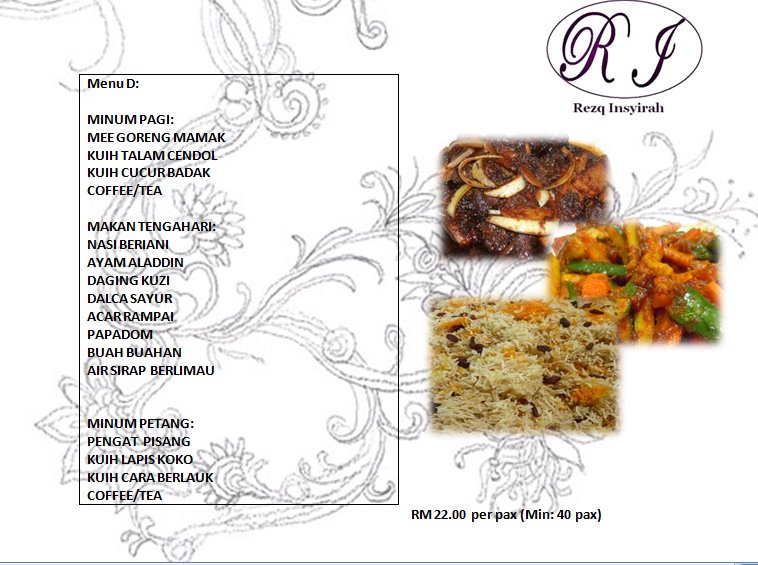 Pilihan Anda Keutamaan Kami: SET LENGKAP MAKAN PAGI/TENGAHARI/PETANG