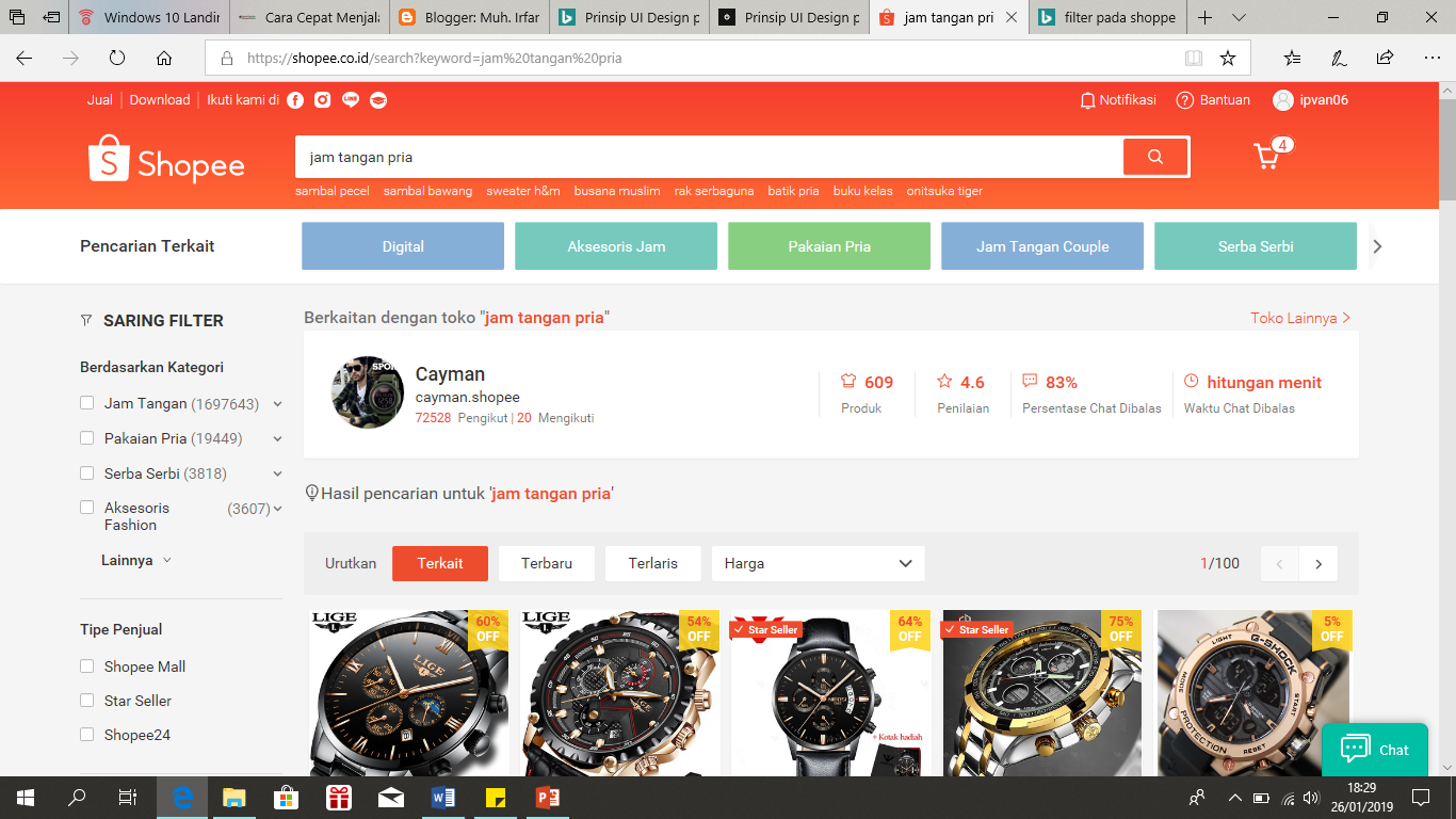 Muh. Irfan Hs: Prinsip UI Design pada Website Shopee