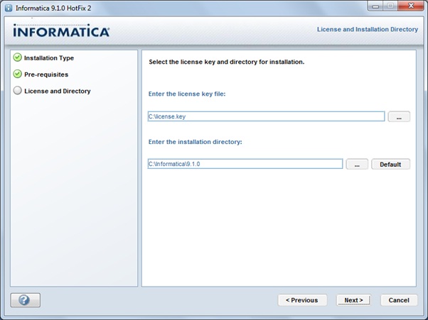 5)Select the License and Installation Directory