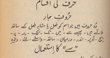 Urdu grammar online: haroof e jar