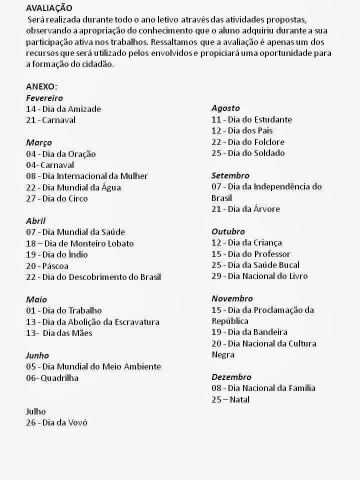 Escola Municipal Mundo Mágico: Projeto: Datas Comemorativas.