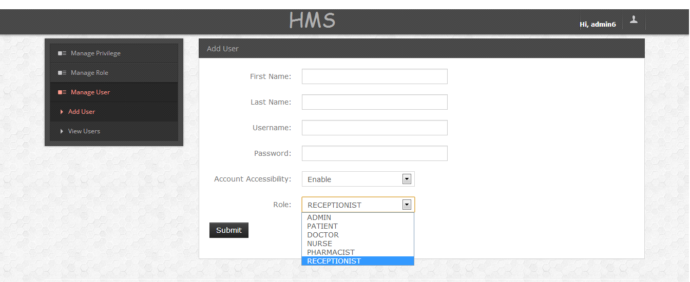 Hospital Management System: Administrator Panel