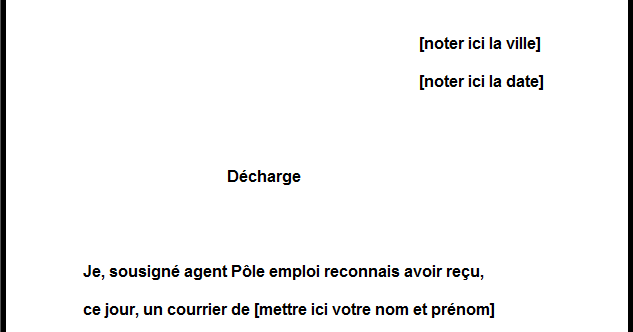 COMPTABILITE : Modèle de lettre de décharge somme recue