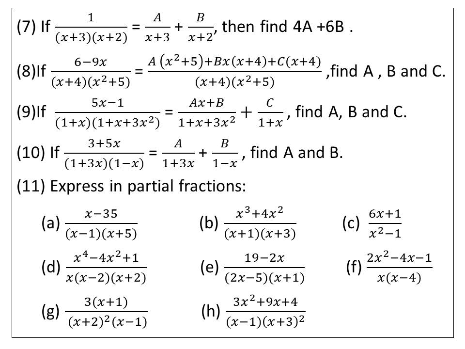 Math12: CHAPTER-1 : PARTIAL FRACTIONS