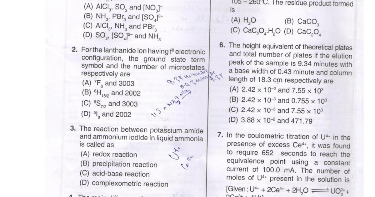 MG SCHOOL SCIENCE: KSET-2018 CHEMICAL SCIENCE QUESTION PAPER