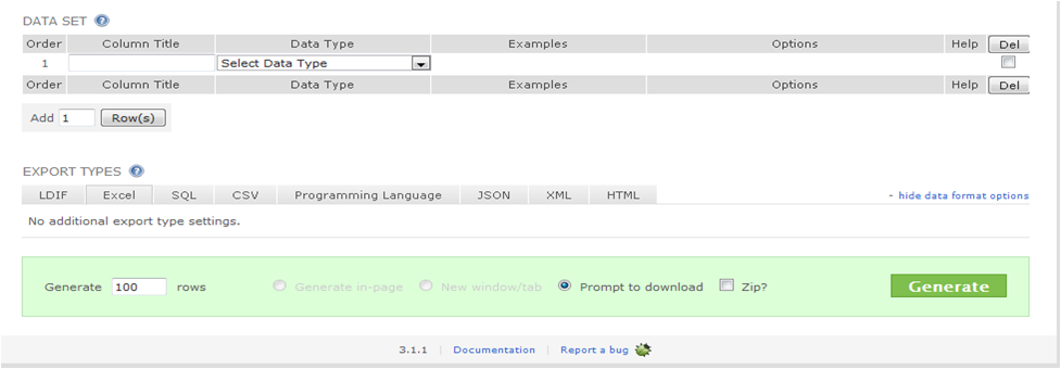 Quick way to generate test data