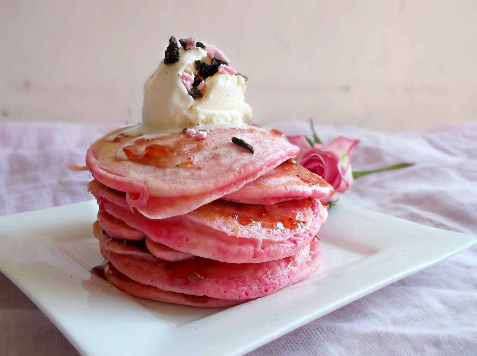 Lick The Spoon: Pink Pancakes with Crushed Strawberry Oreos