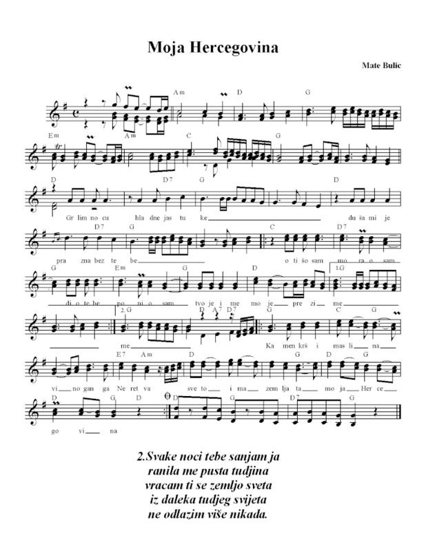 NOTE | DOMACE I STRANE: MOJA HERCEGOVINA NOTE TEKST