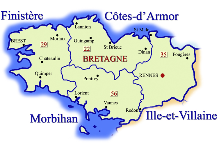 Mapa de Bretagne Imagen