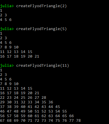 Floyd's triangle program in Julia