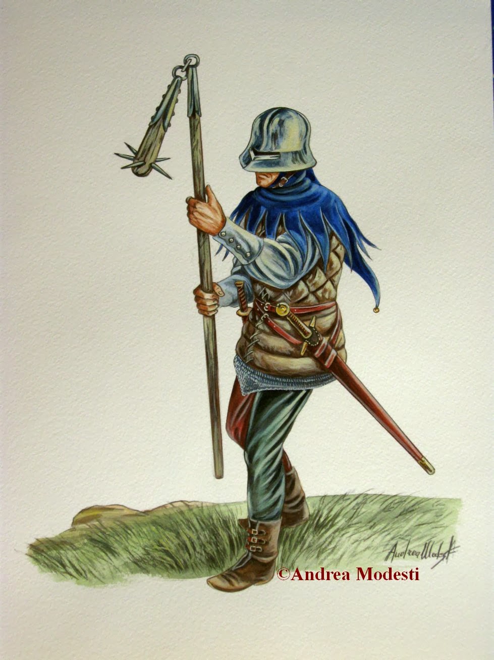 Andrea Modesti Art: Hussite Handgunner and Flailman, 15th C.