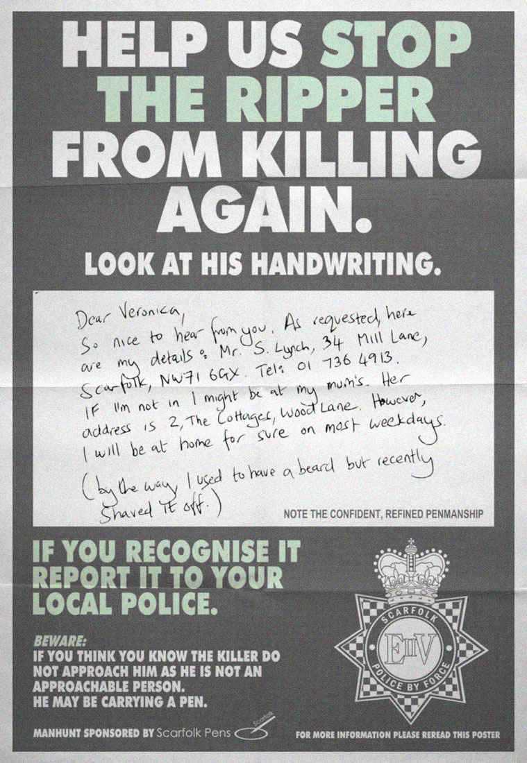 Scarfolk Council: "Stop The Ripper From Killing Again" Police appeal ads