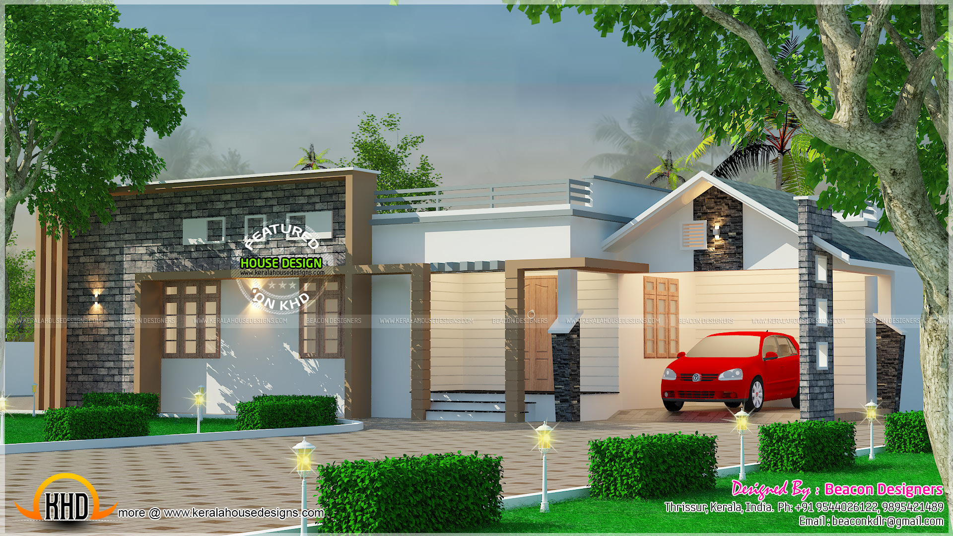 Modern mix roof single floor home - Kerala Home Design and Floor Plans ...