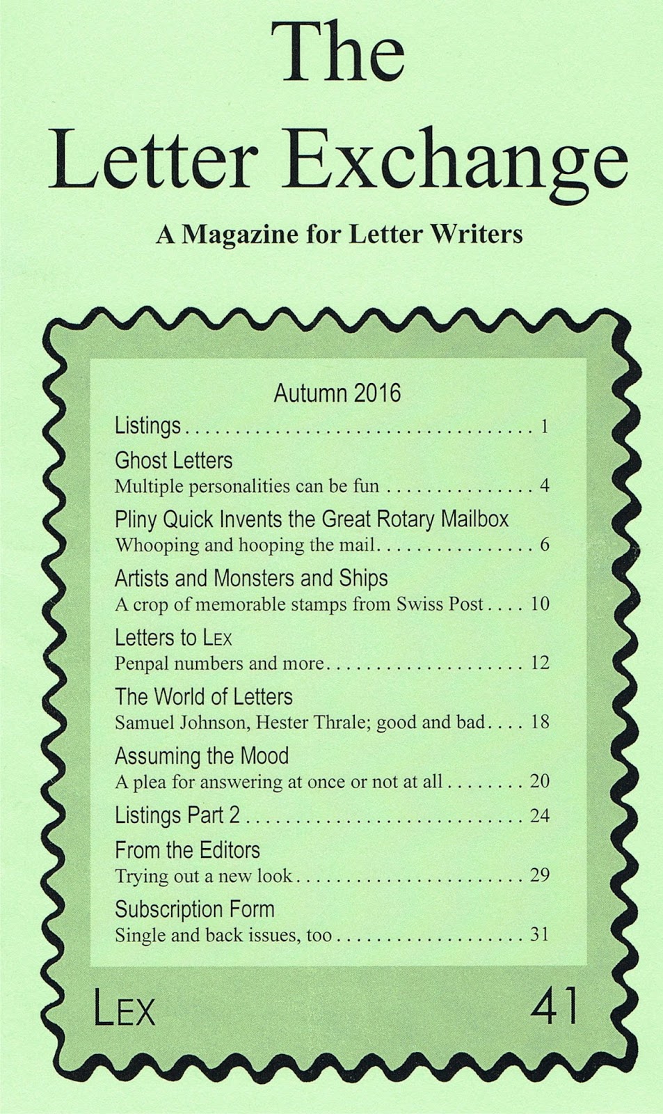 Entes Anomicos Reviews: The Letter Exchange # 41