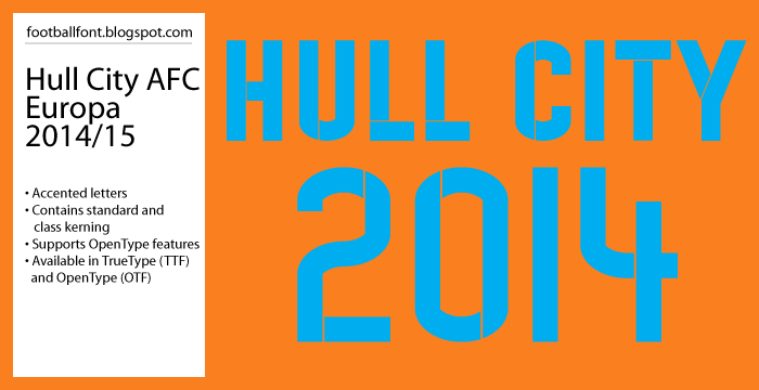 Football Fonts: Hull City AFC UEFA Europa League 2014/2015 Jersey Font