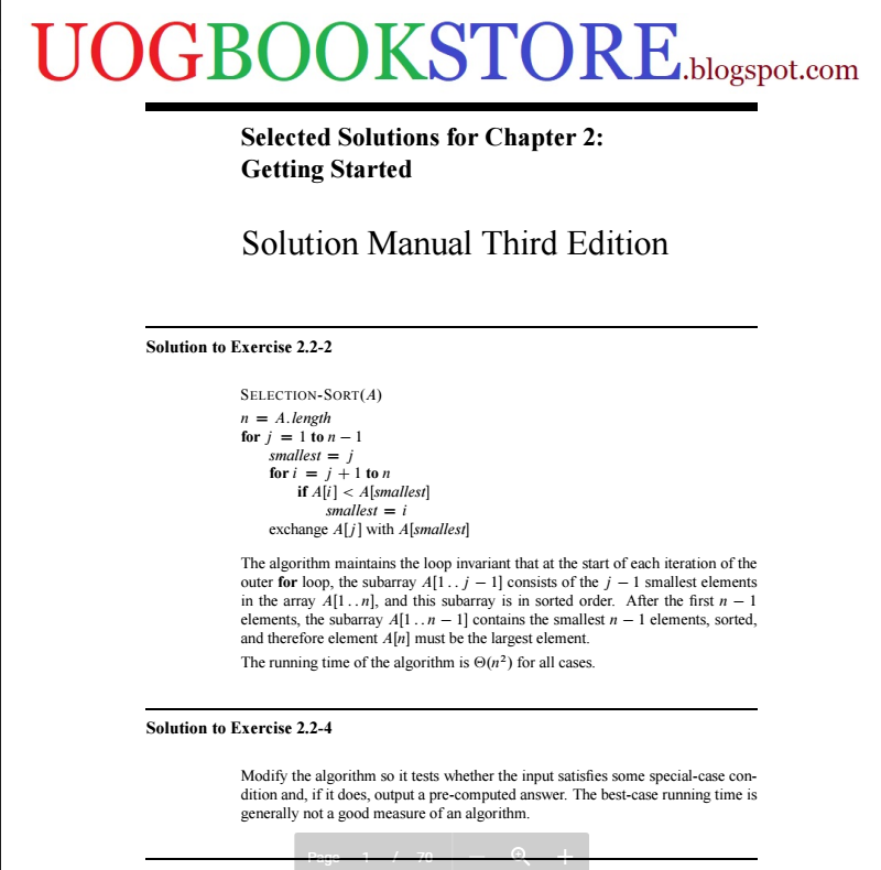Introduction To Algorithms Solution Uog Book Store