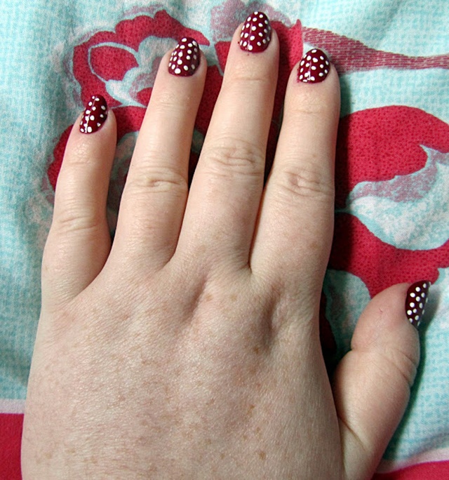 Nails | Oxblood Polka Dot Nail Art | Polka Spots and Freckle Dots