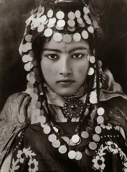 Tunisian Berber Girl With Tattoo and Traditional Jewellery