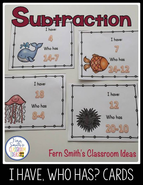 New I Have, Who Has? Subtraction Cards - Fern Smith's Classroom Ideas!