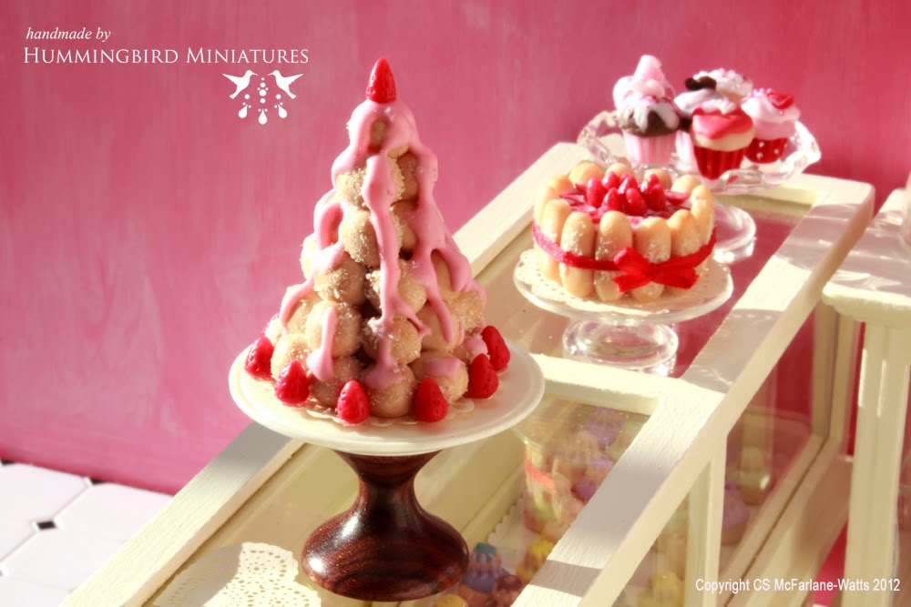 Hummingbird Miniatures: Strawberry Profiteroles for your Valentine!