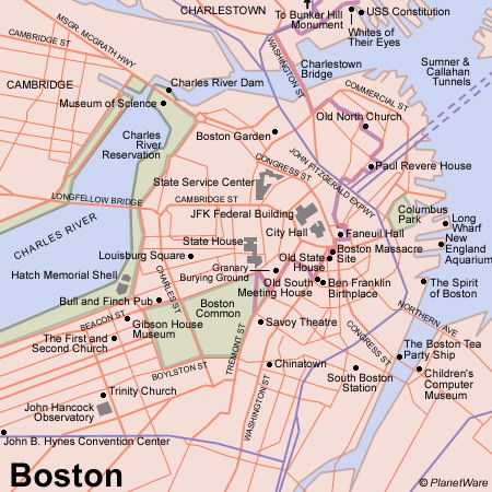 Map of Boston, USA