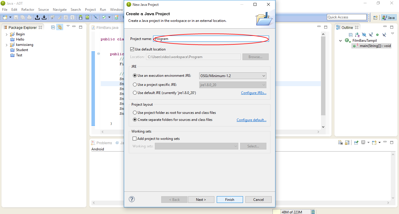 Membuat Project Java Di Eclipse