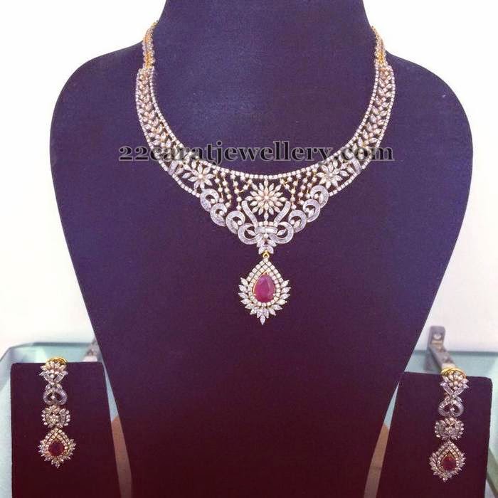 Diamond Set with Detachable Locket - Jewellery Designs