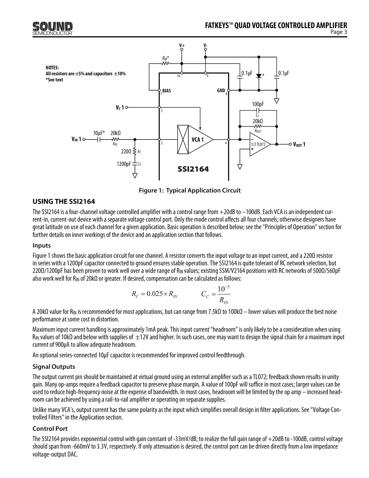 MATRIXSYNTH: SOUND SEMICONDUCTOR GOES BIG ON SSI2164 QUAD VCA DATA SHEET