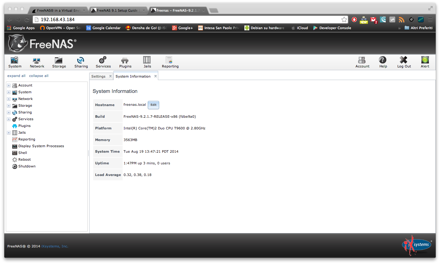 DHOB: Freenas su Virtualbox