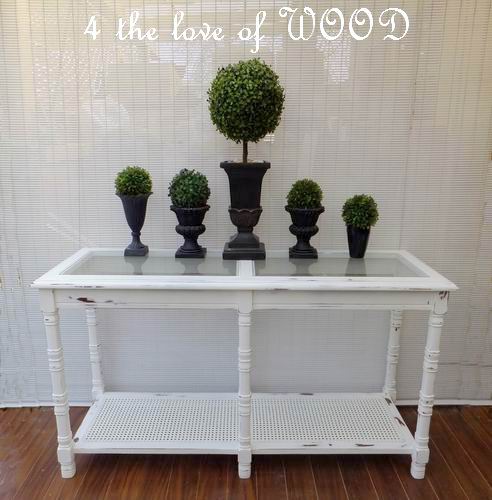 4 the love of wood: CANE CONSOLE TABLE MAKEOVER - painted distressed white