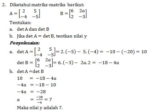 Halaman Isi: Determinan matriks singular dan non singular