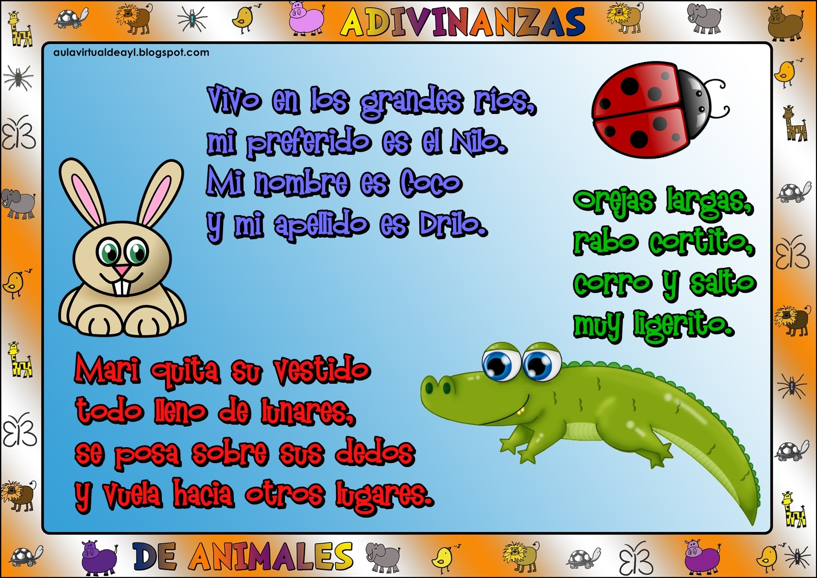 Aula virtual de audición y lenguaje: Adivinanzas de animales