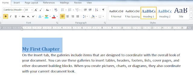 REFERENCE TAB IN MS WORD