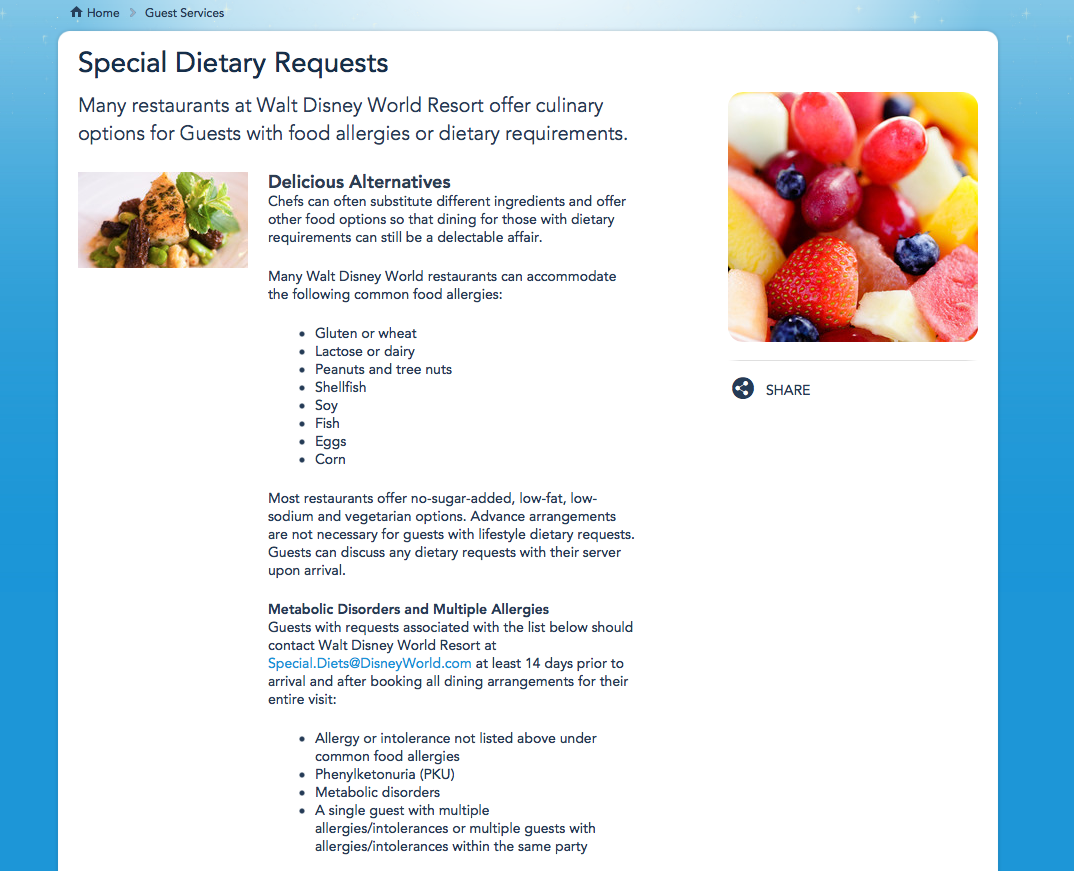 Disney Devoted: Allergy-Friendly Menus Now Available