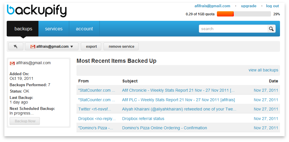 afifplc: Backup your online services with Backupify