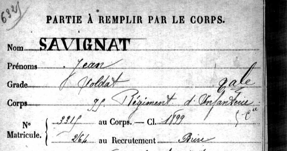 A nos soldats de la Grande Guerre 1914-1918: Jean Savignat