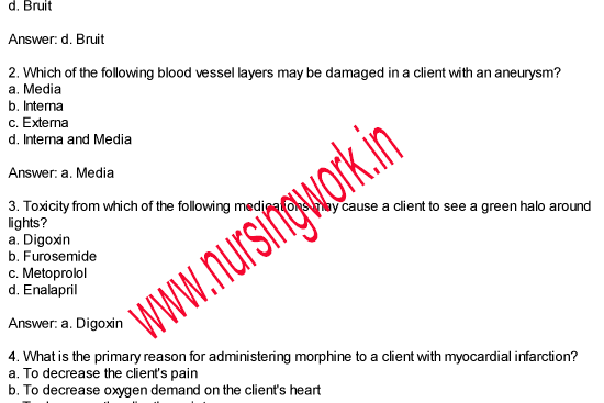 OBJECTIVE TYPE NURSING QUESTION ANSWERS