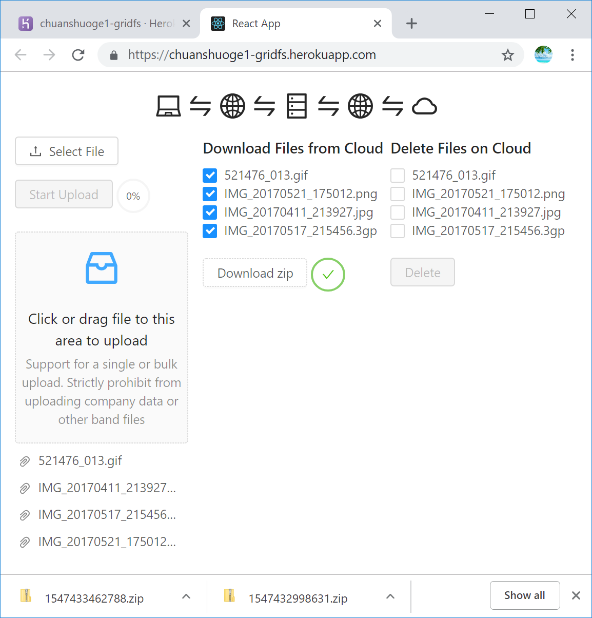 Chuanshuoge: node upload & download with gridfs Chuanshuoge: node upload & download with gridfs