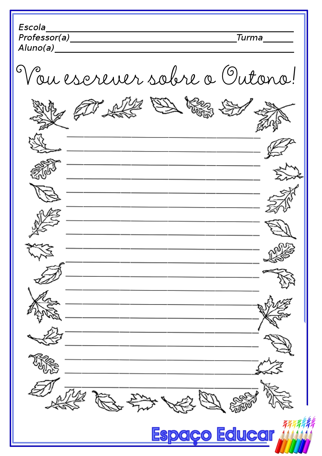 Atividades sobre o Outono: Criação de texto ~ Atividade para imprimir