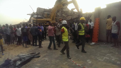 Whispers: Photos from the building collapse in Lekki, Lagos this morning.