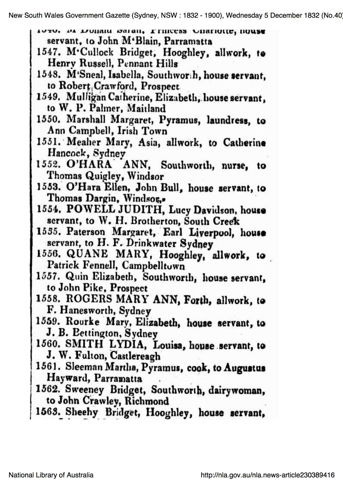 HEADLINES OF OLD: RETURN OF FEMALE CONVICTS... TROVE TUESDAY 3rd Mar 2020