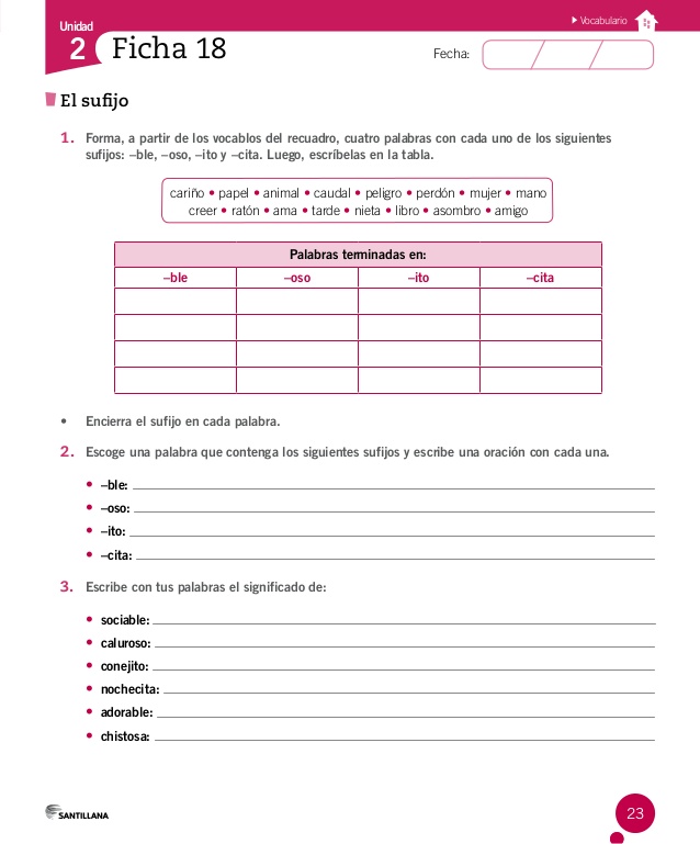 FORMANDO PALABRAS: ACTIVIDAD SOBRE LOS SUFIJOS